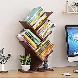 Tekirose Bookshelf,Small Bookshelf 5-Tier Tree Bookcase in Bedroom Home Office Corner Desktop Bookshelf for Desk