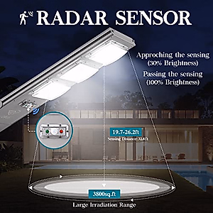 Lovus 800W Commercial Solar Street Light, Outdoor Solar Flood Light Dusk to Dawn with Remote Control and Motion Sensor for Parking Lot, Highway, Garage, Wall or Pole Mount, ST150-038