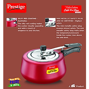 Prestige Nakshatra Cute Red Duo Svachh Aluminium Inner Lid Pressure Cooker 3.0 Litre (Powder Coated), Medium (10765)