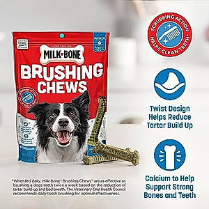 Milk-Bone Fresh Breath Brushing Chews, 25 Small/Medium Daily Dental Dog Treats