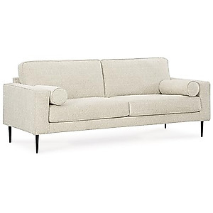 Signature Design by Ashley Hazela Contemporary Sofa with 2 Bolster Pillows, Beige