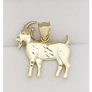 AMZ Jewelry 10K Yellow Gold Goat Pendant Goat Animal Charm Small