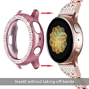 Surace Galaxy Watch Active 2 Case 40mm, Bling Frame Protective Case Compatible for Samsung Galaxy Watch Active 2 (5 Packs, Rose Gold/Pink Gold/Black/Silver/Clear)-40mm