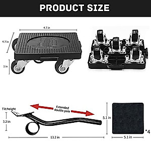 Furniture Dolly 5 Moving Wheels & Furniture Lifter - Heavy Duty 600Lbs Load Capacity Swivel Casters Furniture Movers,Appliances Roller for Heavy Objects,Washing Machine,Refrigerator