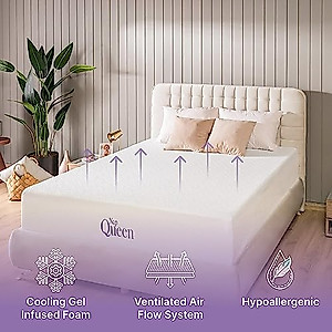 NapQueen 14 Inch Full Size Mattress, Cooling Gel Memory Foam Mattress, Bed in a Box