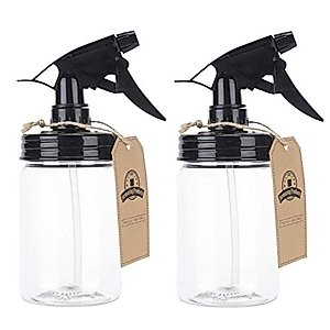 Jarmazing Products Mason Jar Sprayer – Black – With 16 Ounce Plastic Mason Jar - Two Pack!