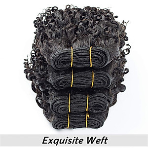 Selina Brazilian Curly Hair Bundles 4 Bundles Kinky Curly Short Human Hair Brazilian Virgin Human Hair 50 Gram/Bundle (8 8 8 8, Natural Color)