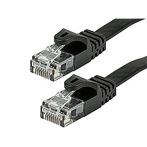 Monoprice - 109554 Cat5e Ethernet Patch Cable - Network Internet Cord - RJ45, Flat,Stranded, 350Mhz, UTP, Pure Bare Copper Wire, 30AWG, 30ft, Black