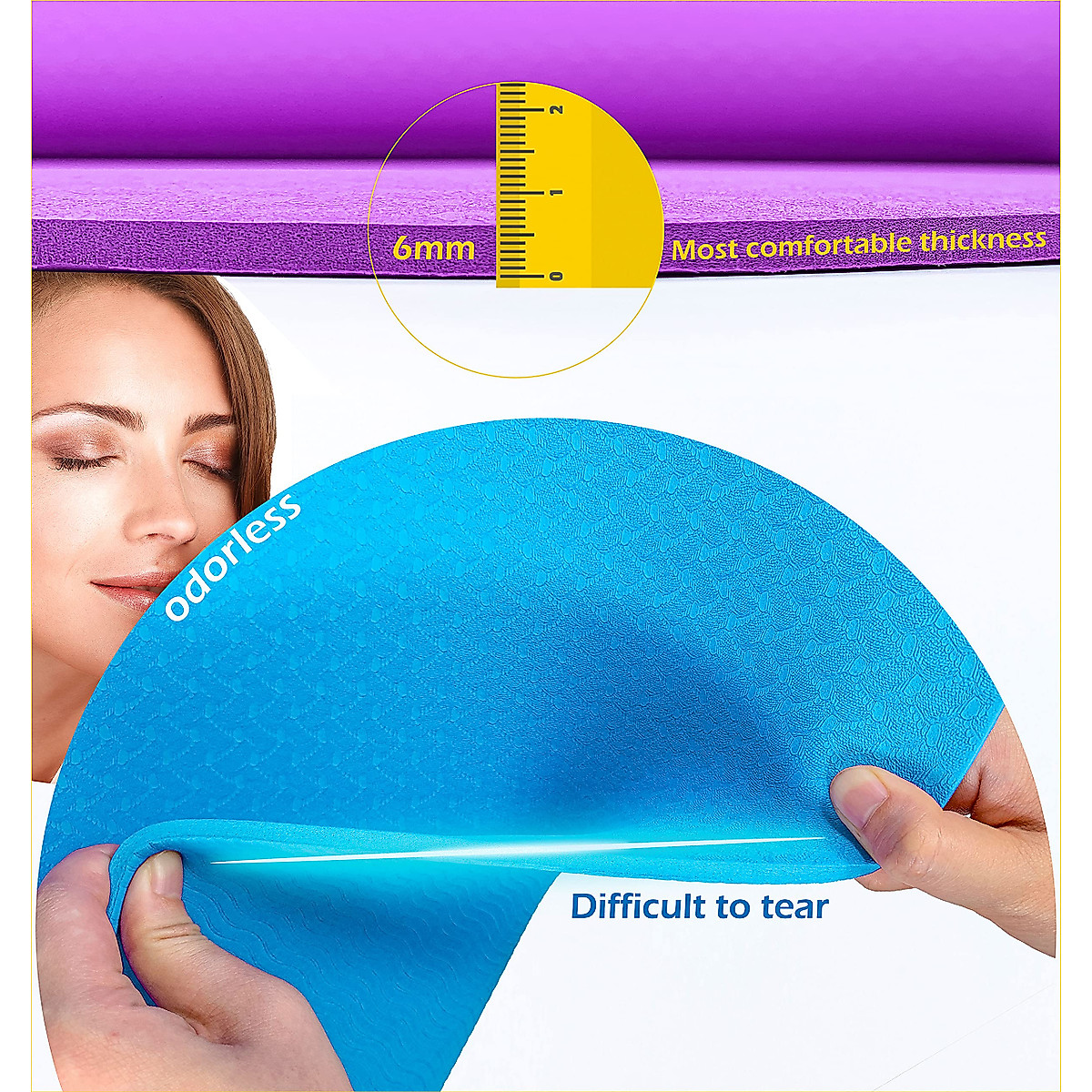 HZS Yoga mat workout fitness mat ,Extra thick high density anti-tear, Eco friendly non toxic non slip ,Classic 1/4 inch exercise mat for Yoga practice and Pilates training (green)