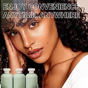 ASEVAT 13.5oz 4Pcs Green Plastic Refillable Travel Shampoo and Conditioner Bottles Plastic Refillable Travel Shampoo Bottles with Flip Cap Shampoo and Conditioner Dispenser