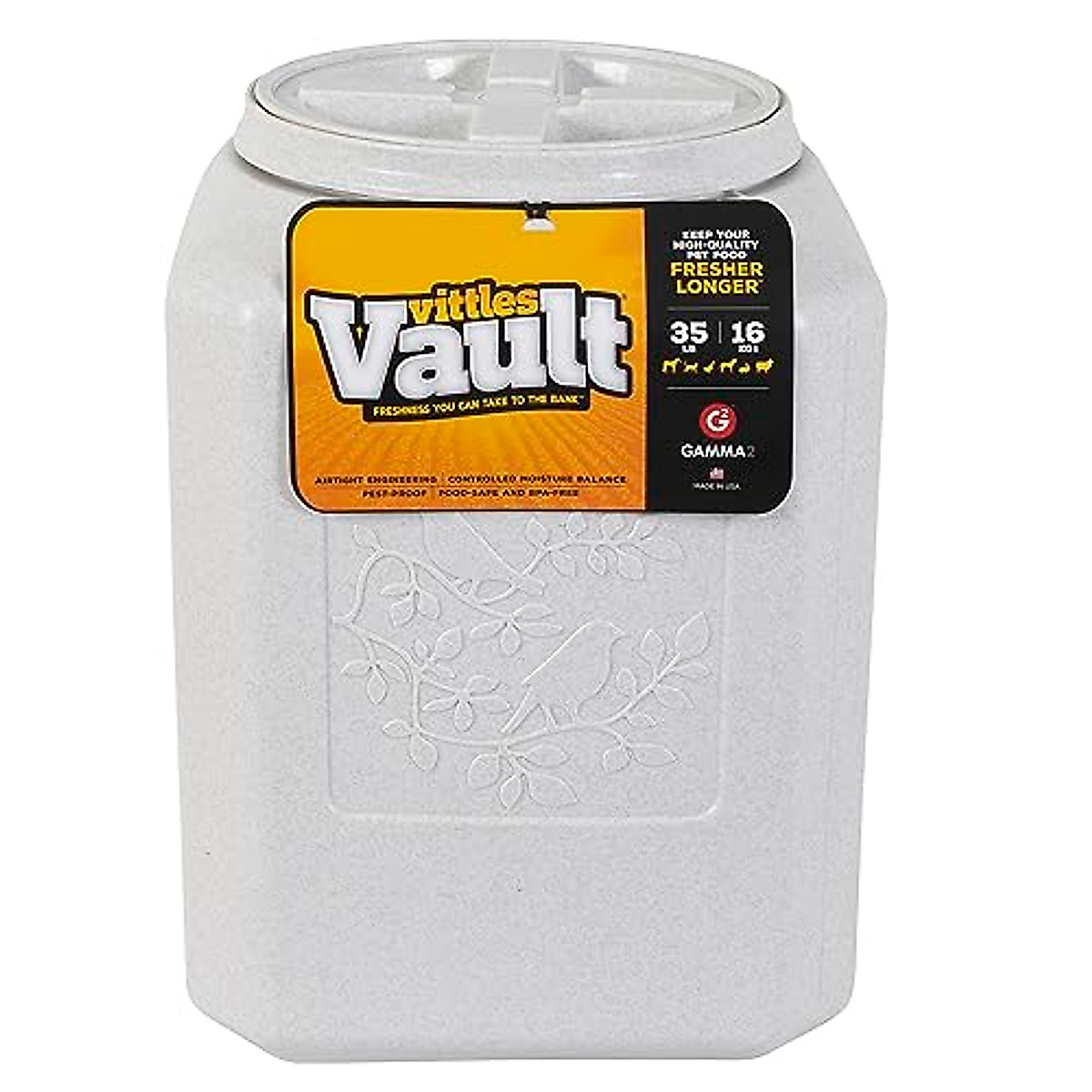 Gamma2 Vittles Vault Bird Seed Storage Container, Up to 35 Pounds Dry Pet Food Storage, Made in USA