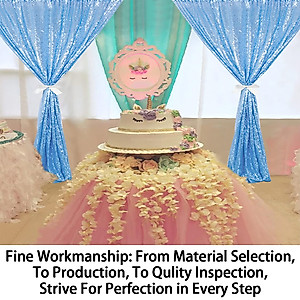 ShinyBeauty 4ft x 8ft Baby Blue Sequin Backdrop Curtain 2 Panels Sequin Wall Panel Backdrop Glitter Curtains Drapes or Parties Wedding Decoration