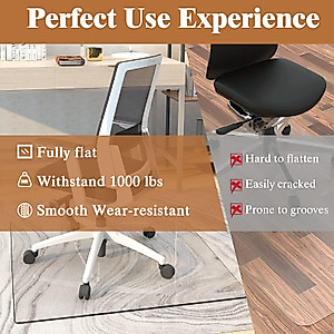 Natsukage Glass Chair Mat 36" x 36" 1/6" Thick Tempered Glass Office Chair Mats Desk Chair Mat for Carpet or Hardwood Floor Computer Chair Mat Floor Protector(Transparent)