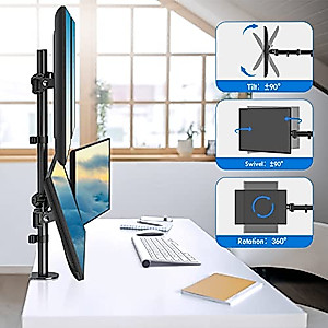 MOUNTUP Quad Monitor Stand, 4 Monitor Desk Mount for 13 to 32 inch Computer Screens + MOUNTUP Triple Monitor Desk Mount, 3 Monitor Stand for Three Max 27 Inch Computer Screen