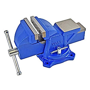 Yost Vises Tool 4-Inch Workshop Duty Bench Vise, Model BV-4, with 120-Degree Swivel Base, Blue