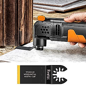 Oscillating Multitool Blades, 10Pcs Titanium Oscillating Tool Saw Blades Kit for Cutting Hard Material Metal Wood Nails Plastic, Compatible with Rockwell Dewalt Milwaukee Makita Ryobi