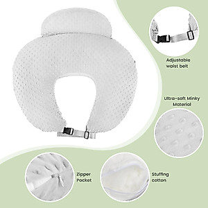 YCDTMY Nursing Pillow for Breastfeeding, Ergonomic Breastfeeding Pillows for Baby, Nursing Pillow with Adjustable Waist Strap and Removable Soft Minky Cover, Breastfeeding Essentials, Grey
