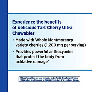 Nature's Way Tart Cherry Ultra Chewable, Anthocyanin Supplement and Antioxidant Support*, 1,200 mg per Serving, 90 Count