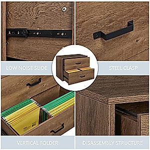 SYING88 Office Lateral File Cabinets, 2 Drawer Wood Lateral File Cabinet with Anti-tilt Mechanism, Storage Filing Cabinet for Home Office (Brown)