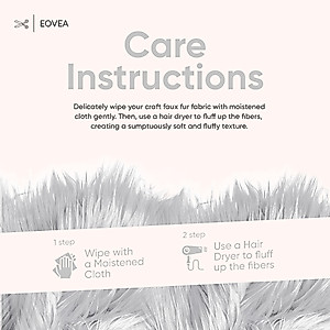 EOVEA Shaggy Faux Fur Fabric by The Yard - 36" X 60" Inch Wide - Fluffy Fur Fabric- Plush Furry Materials - Fuzzy Craft Supply for DIY, Halloween, Upholstery, Costume, Sewing(White, One Yard)