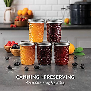 Paksh Novelty Mason Jars 16 oz - 6-Pack Quilted Wide Mouth Glass Jars with Lid & Seal Bands - Airtight Container for Pickling, Canning, Candles, Home Decor, Overnight Oats, Fruit Preserves