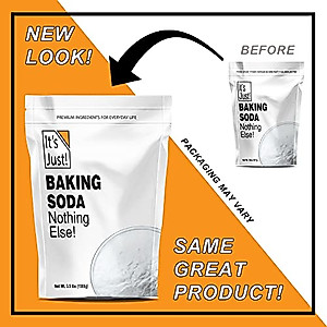 It's Just - Baking Soda, 100% Pure Sodium Bicarbonate, Food Grade, Non-GMO, Made in USA, Cooking, Baking, Aluminum Free (1.25 Pound)