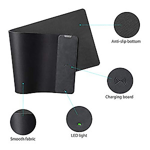 Office Mouse Pad with Wireless Charger, Gaming Mouse Pad Wireless Charging, 10W for iPhone 14/13/12/11/X/8 Series, 32" x 12" Large Mouse Pad with Wireless Charger for MacBook, PC, Laptop, Desk