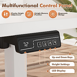 JUMMICO Electric Standing Desk, Adjustable Height Desk 63 x 24 Inch with Monitor Stand, Home Office Computer Desk (White)