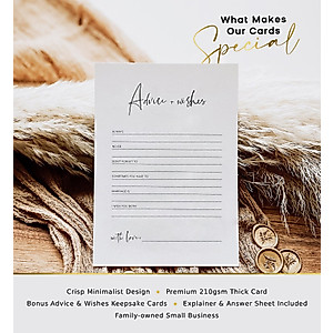 GardenCity Bridal Shower Games For 50 Guests, 4 Games + Advice and Wishes - Double Sided Cards - Minimalist