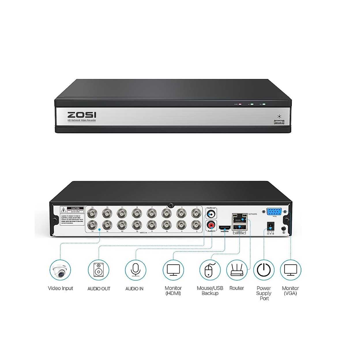 ZOSI 3K Lite H.265+ 16 Channel Video Security DVR Recorder with AI Human/Vehicle Detection,16CH Hybrid 4-in-1 CCTV DVR with 4TB HDD for Home Surveillance Camera System,Remote Access,24/7 Recording