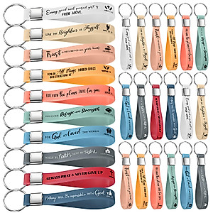 Ferreve 30 Pcs Inspirational Christian Keychains Bulk Bible Verse Silicone Keychains Religious Key Rings for Employee Staff Coworkers Church Christmas Party Favors(Colorful)