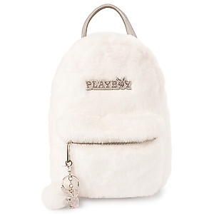 Spencer's White Furry Playboy Mini Backpack