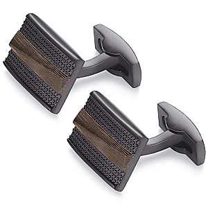 HONEY BEAR Rectangle Cufflinks for Men Shirt Steel Business Wedding Gift Brown