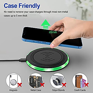Wireless Charger, 15W Fast Wireless Charging Pad Compatible with iPhone 14/14 Plus/14 Pro/14 Pro Max/13/13 Mini/SE 2022/12/11/X/8,Samsung Galaxy S22/S21/S20,AirPods Pro 2(No AC Adapter)