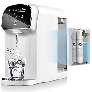 UV Countertop Reverse Osmosis System Water Filter, 5 Stage RO Water Filtration System, NSF/ANSI 58 Certified, 5:1 Pure to Drain, Countertop Water Filtration for Home(No Installation Required)