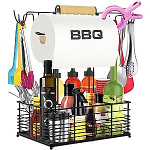 Concons Grill Caddy, BBQ Caddy for Outdoor Grill, Camping Essentials, Camping Accessories, Outdoor Kitchen BBQ Grill Accessories for Camper, Tailgate Essentials, Grilling Gifts for Men