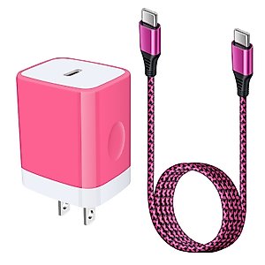 USB C Power Adapter Fast Wall Charger Compatible iPhone 15 iPad Pro 2021/2020/2018 11"/12.9", iPad Mini 6, iPad Air 4, Samsung Galaxy A03s,A53,A73,S22,A52,20W PD Charger Block 6FT Type C to C Cable