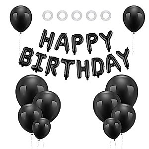 Black Balloons Different Sizes 50 Pack - 12/10/5 inch Matte Black Birthday Decorations Balloon Banner Kit Latex Balloon for Birthday Wednesday Party Decorations Graduation Baby Shower