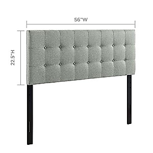 Modway Emily Tufted Button Linen Fabric Upholstered Full Headboard in Gray