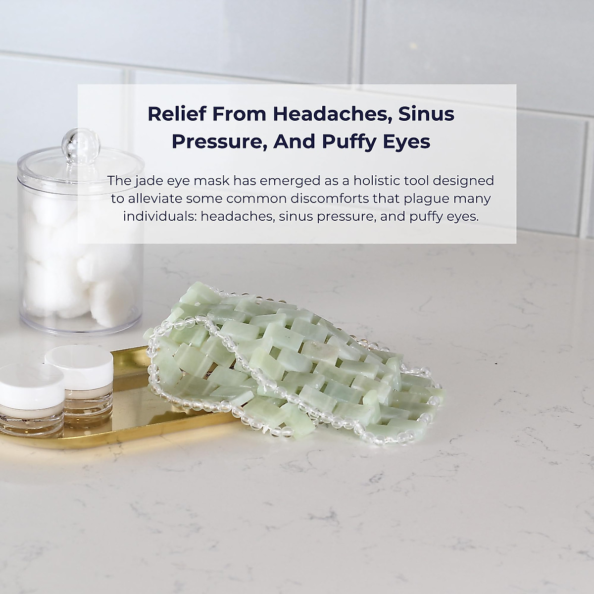 Alana Mitchell Jade Eye Mask – Weighted Eye Mask to Eliminate Wrinkles, Puffiness, & Irritation – Headache and Migraine Relief Mask - 100% Real Jade Stone Beads for Hot & Cold Anti Aging Therapy