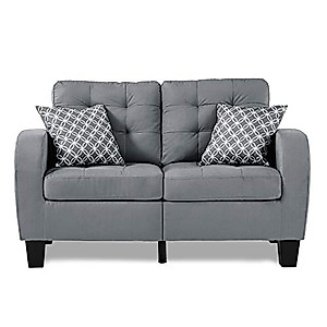 Lexicon Westville Tufted Fabric Loveseat, 57" W, Gray