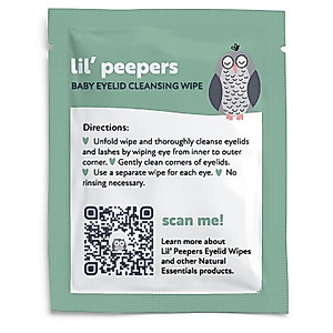 Natural Essentials Lil' Peepers Baby Eye Wipes and Eyelid Cleanser, Preservative-Free & Rinse-Free, Pediatrician Recommended Hypoallergenic Soft Eyelid Wipes for Babies, Kids and Adults (30 Count)