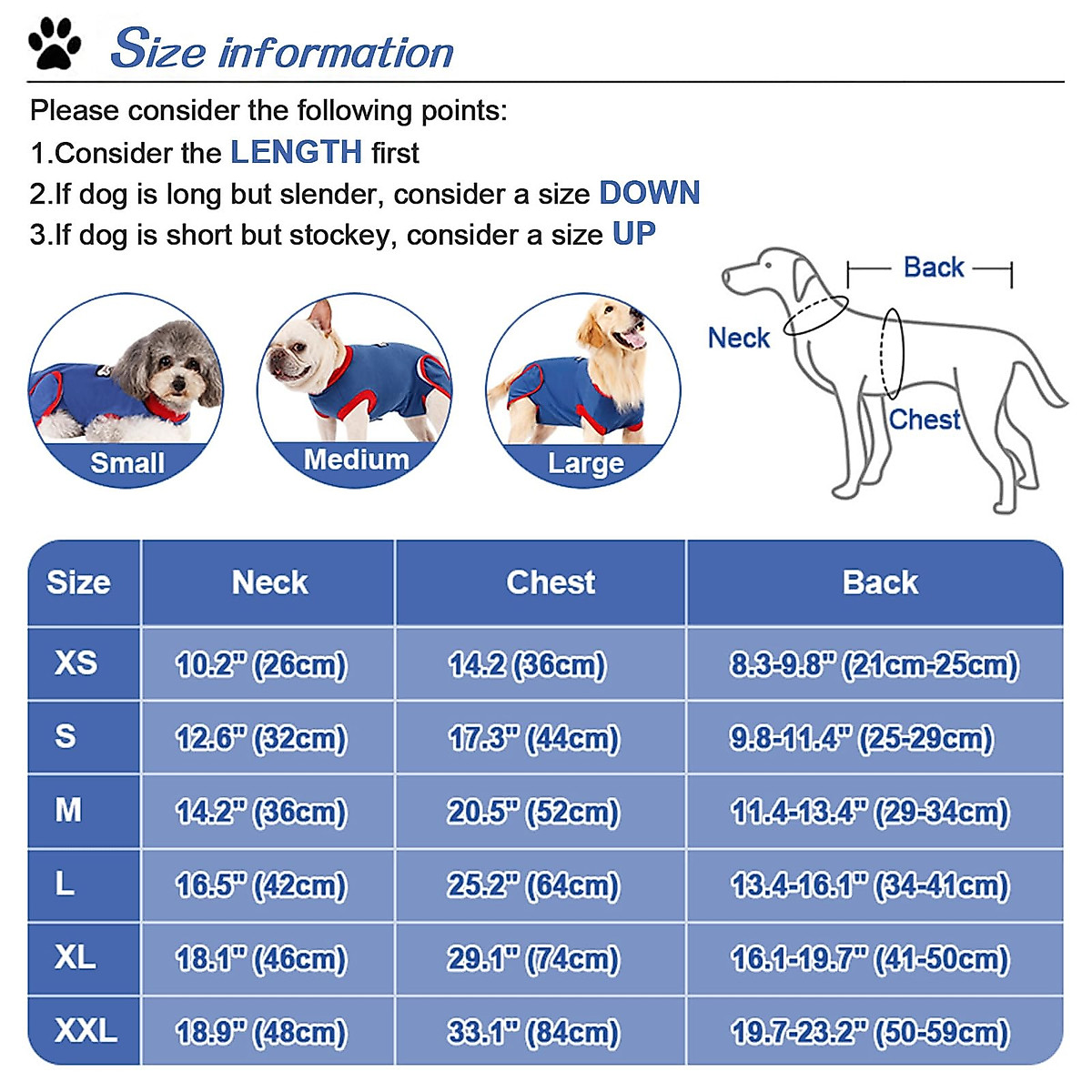 DOGLEMI Recovery Suit for Dogs Soft Breathable Dog Surgery Suit Elastic Cuffs Collar Cotton Lining for Belly Protection - Ideal for Spay Neuter Surgery Recovery Anti-Licking Wound, for Female Male Dog