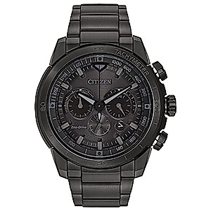 Citizen Men's Eco-Drive Weekender Ecosphere Chronograph Watch in IP Stainless Steel, Black Dial (Model: CA4184-81E)