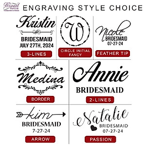 My Personal Memories, Monogrammed Personalized Stemless Wine Glasses for Bridesmaid, Engraved Customized