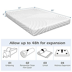 KOMFOTT 8 Inch Mattress Queen Size, Cooling-Gel Memory Foam Mattress with Jacquard Cover, Pressure Relief & Spine Protection, Medium Firm Mattresses, CertiPUR-US Certified Queen Bed Mattress in a Box