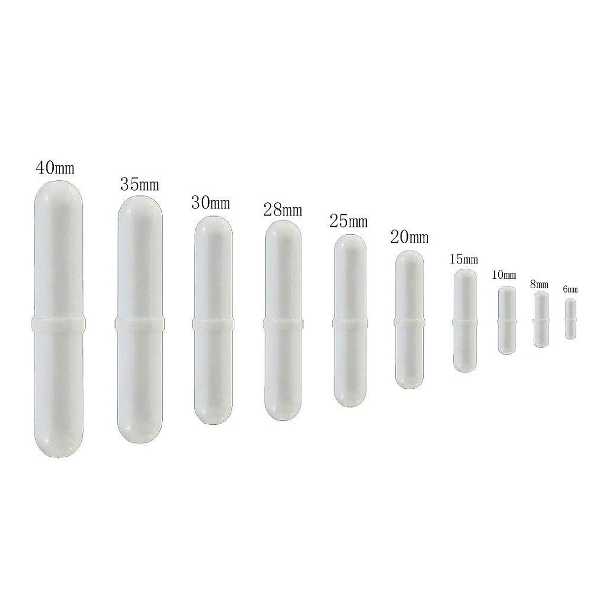 10pcs PTFE Magnetic Stirrer Mixer Stir Bar Spinbar Stirring for Lab Use White Color