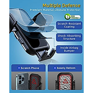 YFYYF Phone Mount for Car Phone Holder Mount for Dashboard Windshield Vent, Military Grade Suction & Metal Hook, Handsfree Stand Cell Phone Holder Car Accessories for iPhone, All iOS & Android Phone