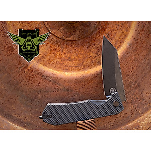 Off-Grid Knives - Enforcer XL Folding Knife w. 154CM Blade Steel, Tungsten Carbide Tip, Ceramic Bearings, Grippy G10, Oversized Handle, Deep Pocket Carry, Left & Right Hand