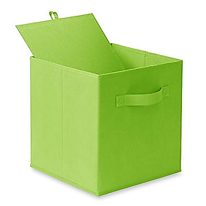 Casafield Set of 6 Collapsible Fabric Cube Storage Bins, Lime Green - 11" Foldable Cloth Baskets for Shelves, Cubby Organizers & More